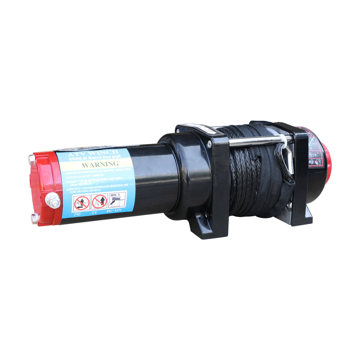 4WD Recovery Electric Winch 4500LB Capacity, GREY Synthetic Rope ATW-4 ...